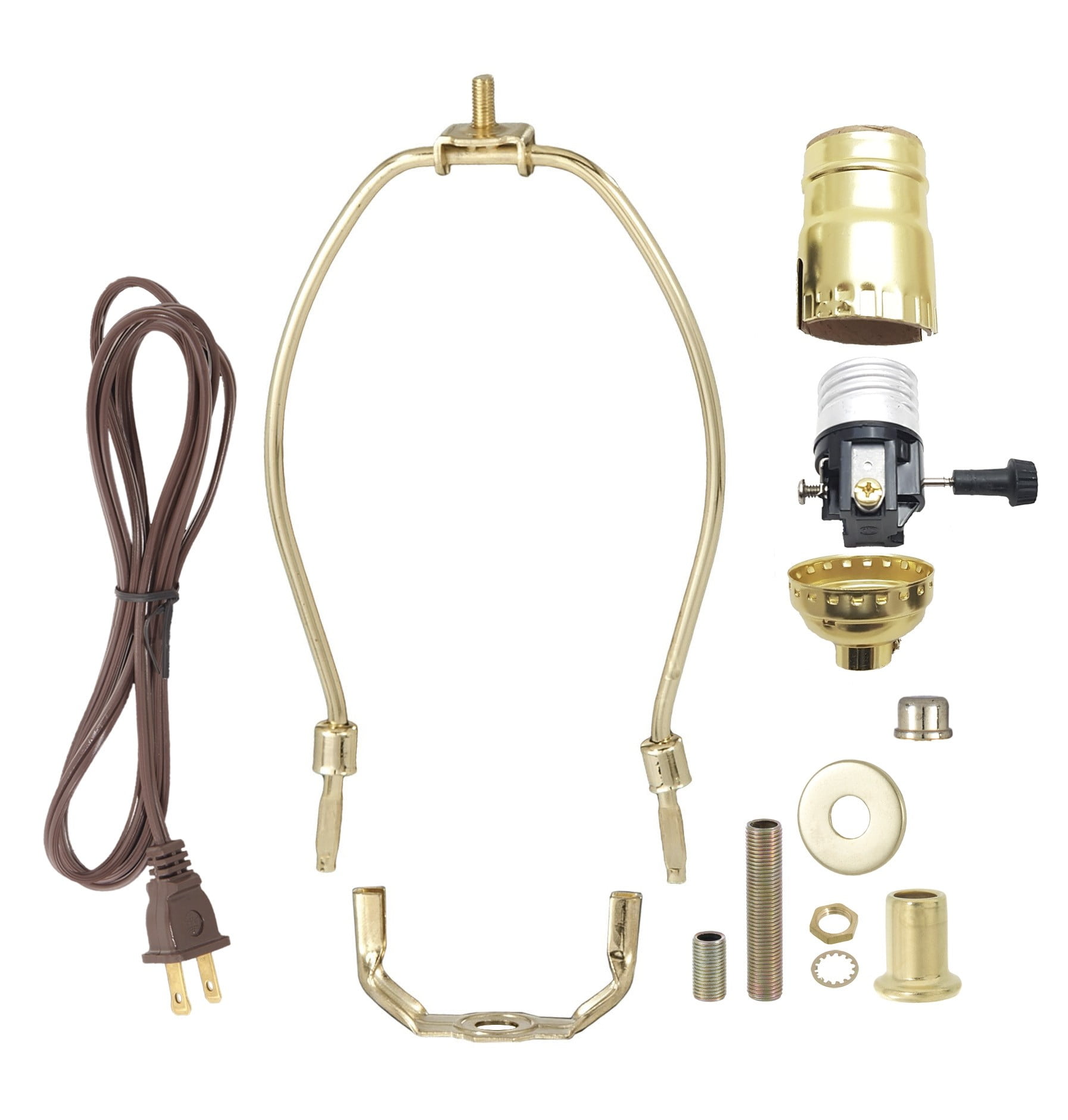 B&P Lamp Table Lamp Wiring Kit with 7 Inch Harp and 3-Way Socket, Brass ...
