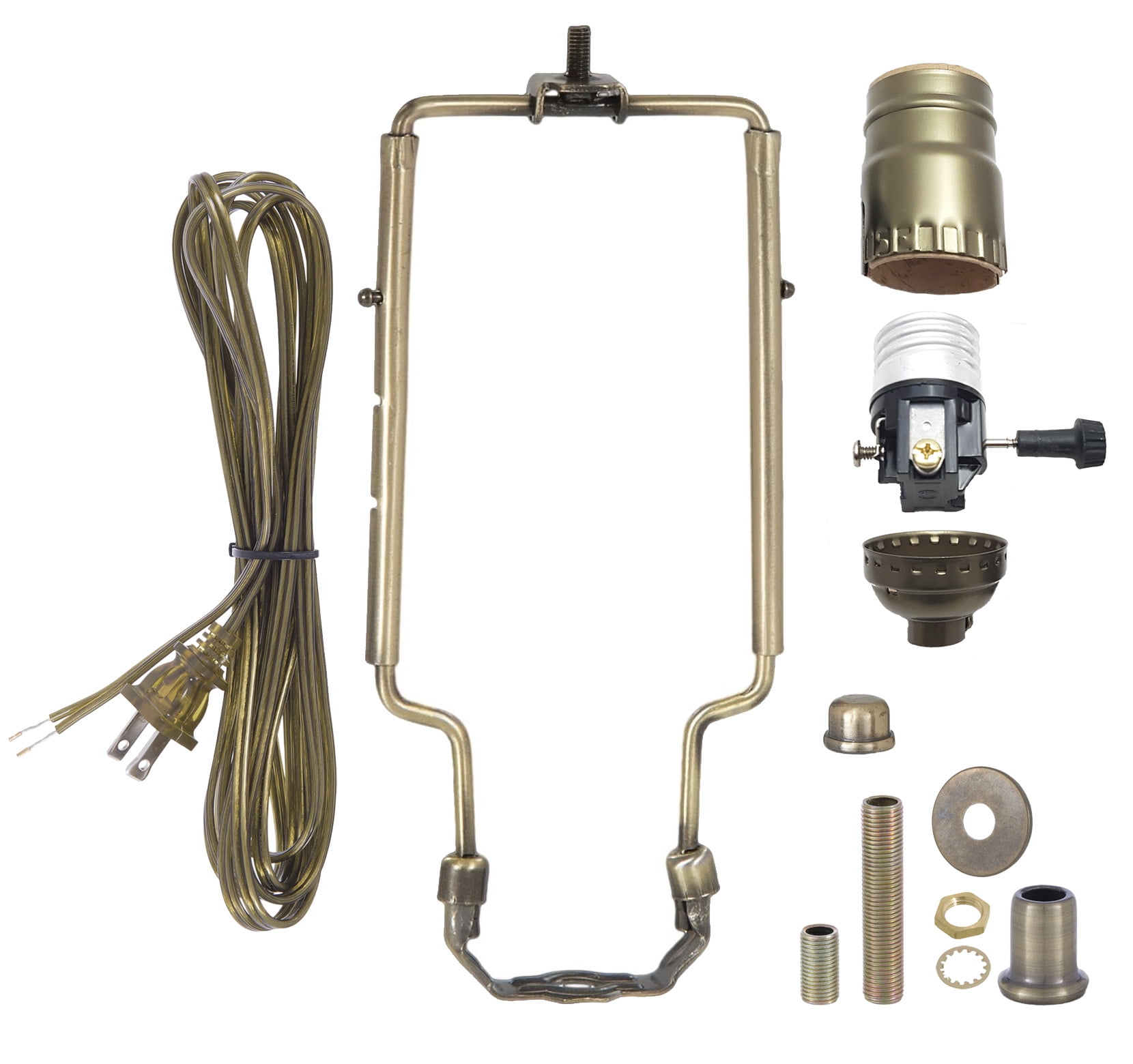 B&P Lamp Table Lamp Wiring Kit with Adjustable Harp and 3-Way Socket ...