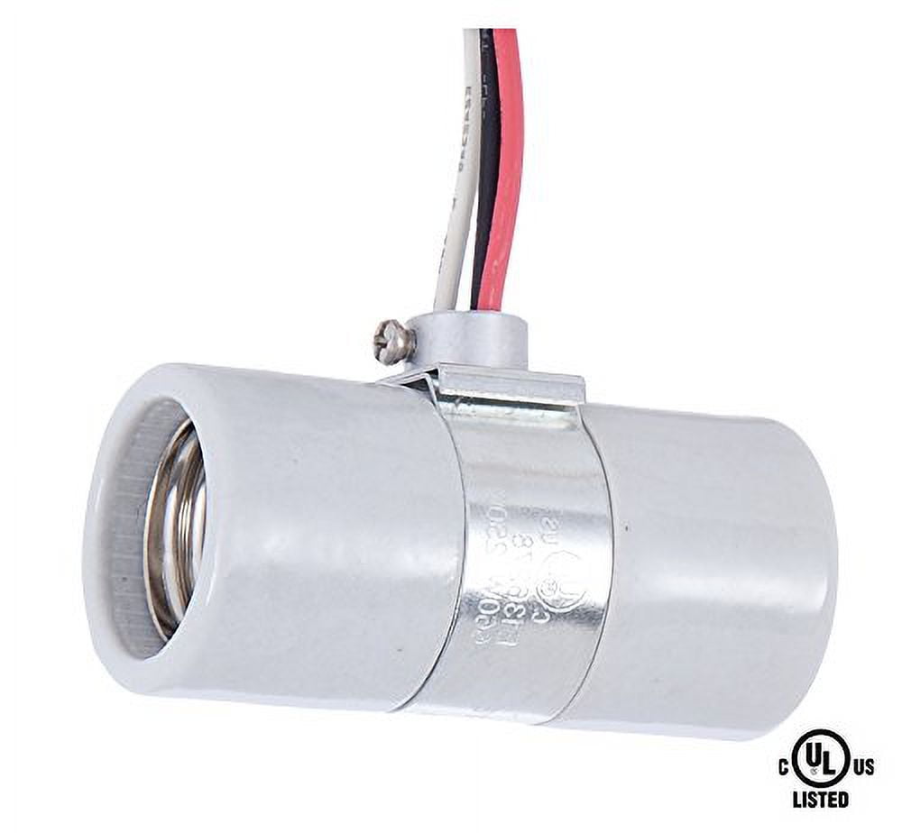 B&P Lamp® Twin E26 Medium Base, Glazed Porcelain Socket with Single 1 ...