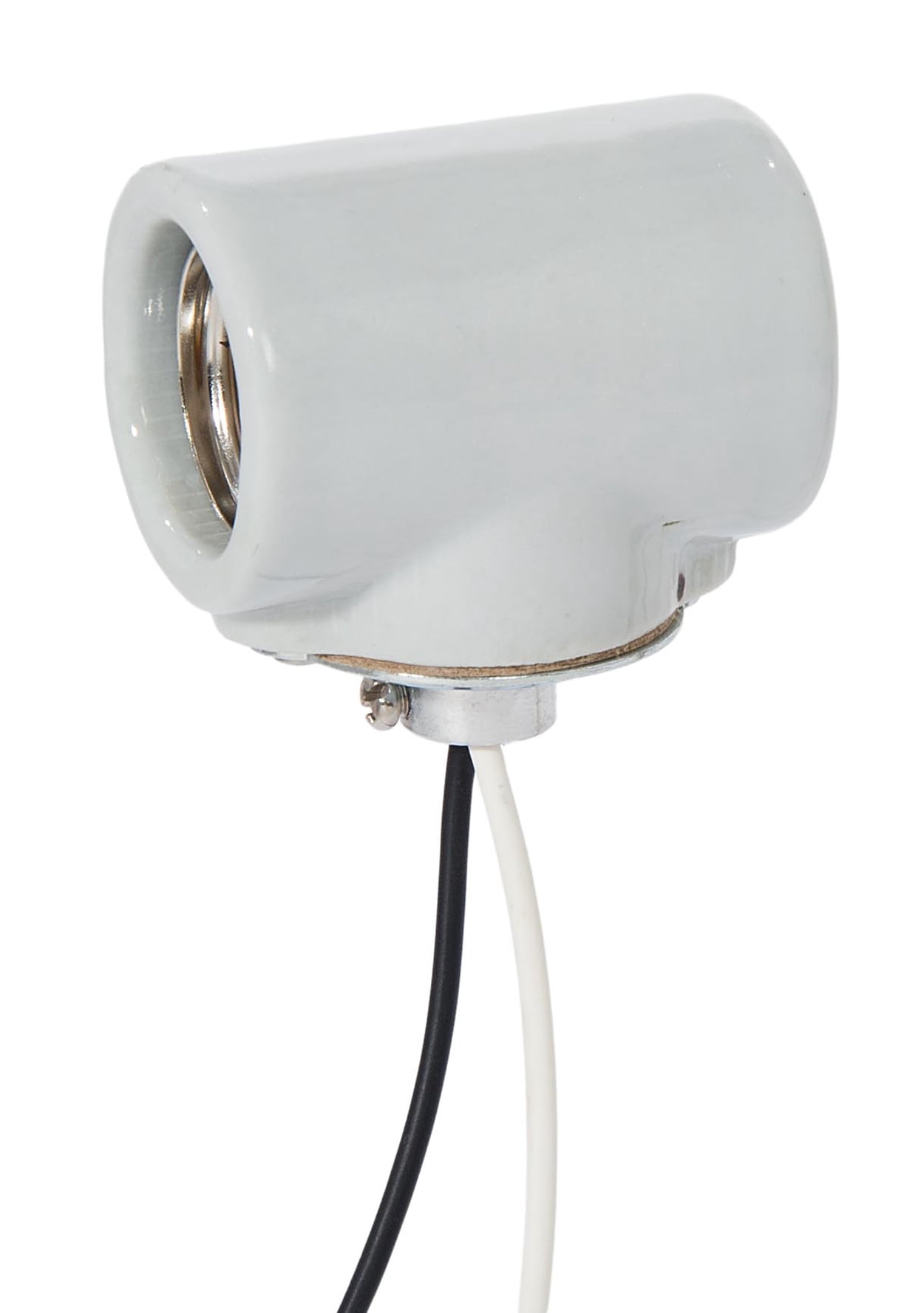 B&P Lamp® Twin Medium Base, Glazed Porcelain Socket with Flange Bushing ...