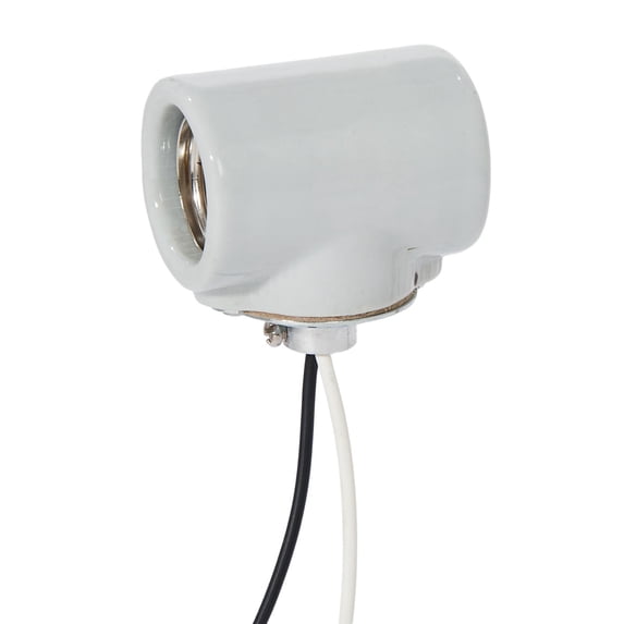 B&P Lamp® Twin Medium Base, Glazed Porcelain Socket with Flange Bushing ...