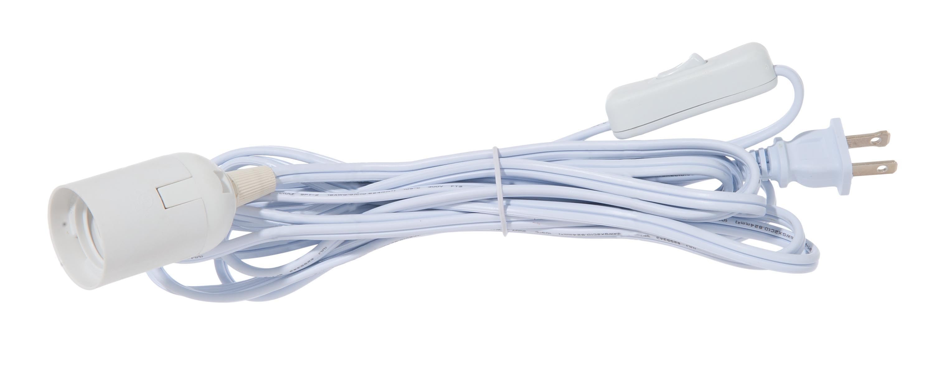 B&P Lamp® White Plug-In Pendant Light with On/Off Rocker Switch ...