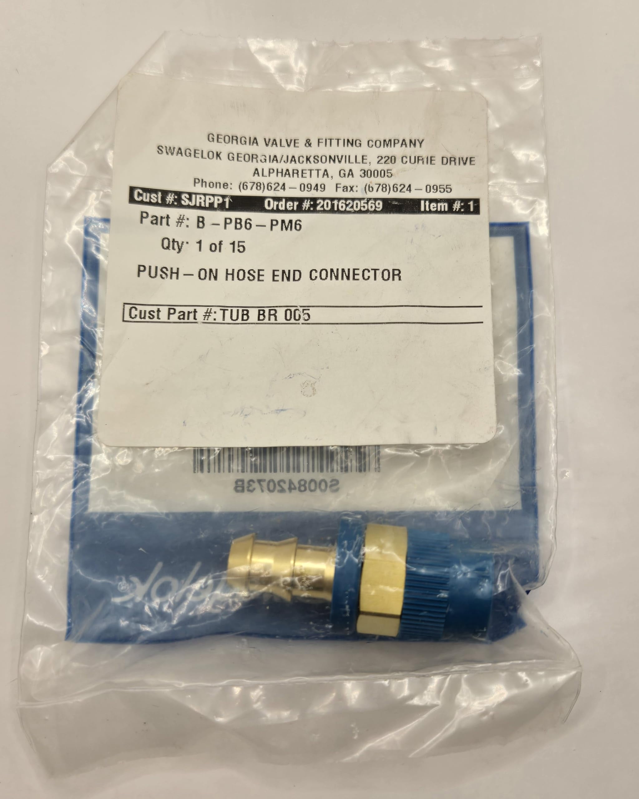 B-PB6-PM6 | Swagelok Push-Lok to Male Adapter, 3/8" Hose : Barb x 3/8 ...