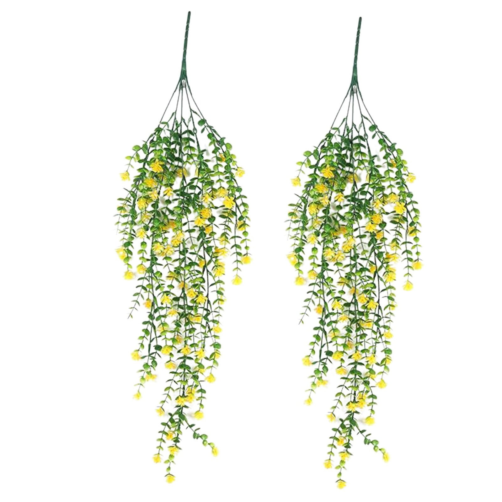 B Pair Of Artificial Hanging Eucalyptus Leaf Stems For Indoor Or ...