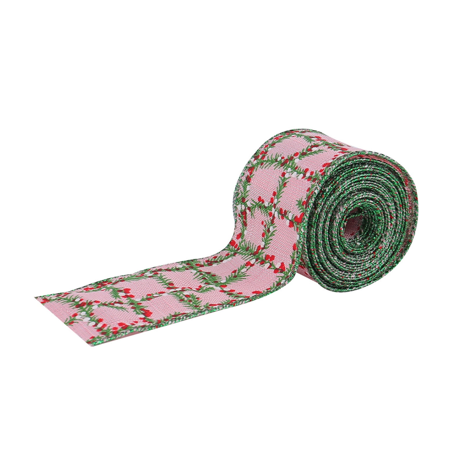 B Pink Christmas Checkered Webbing Ribbon Roll 5Cm Wide 4.57M Long For ...