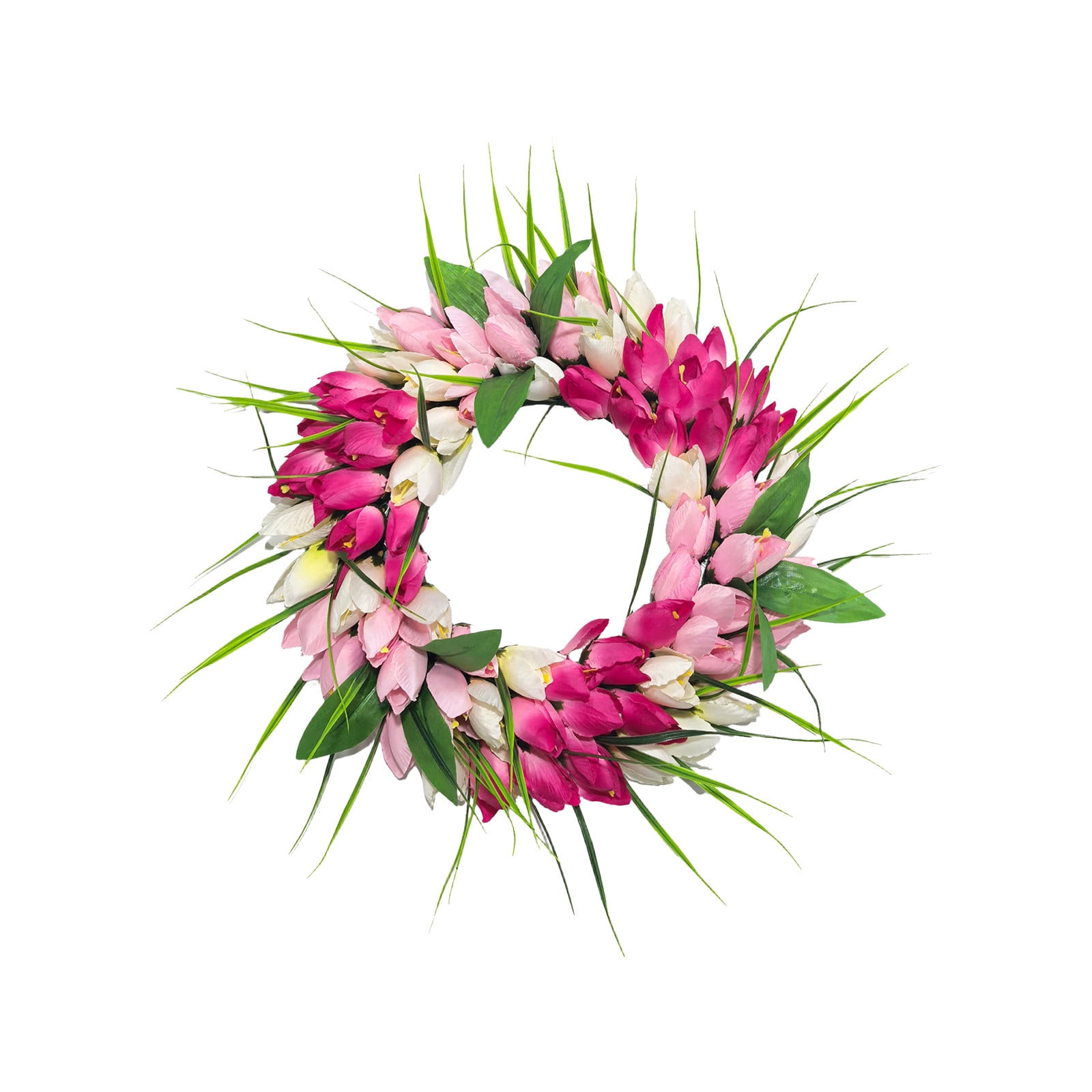 B Plastic Spring Tulip Wreath Artificial Flowers Front Door Decoration ...