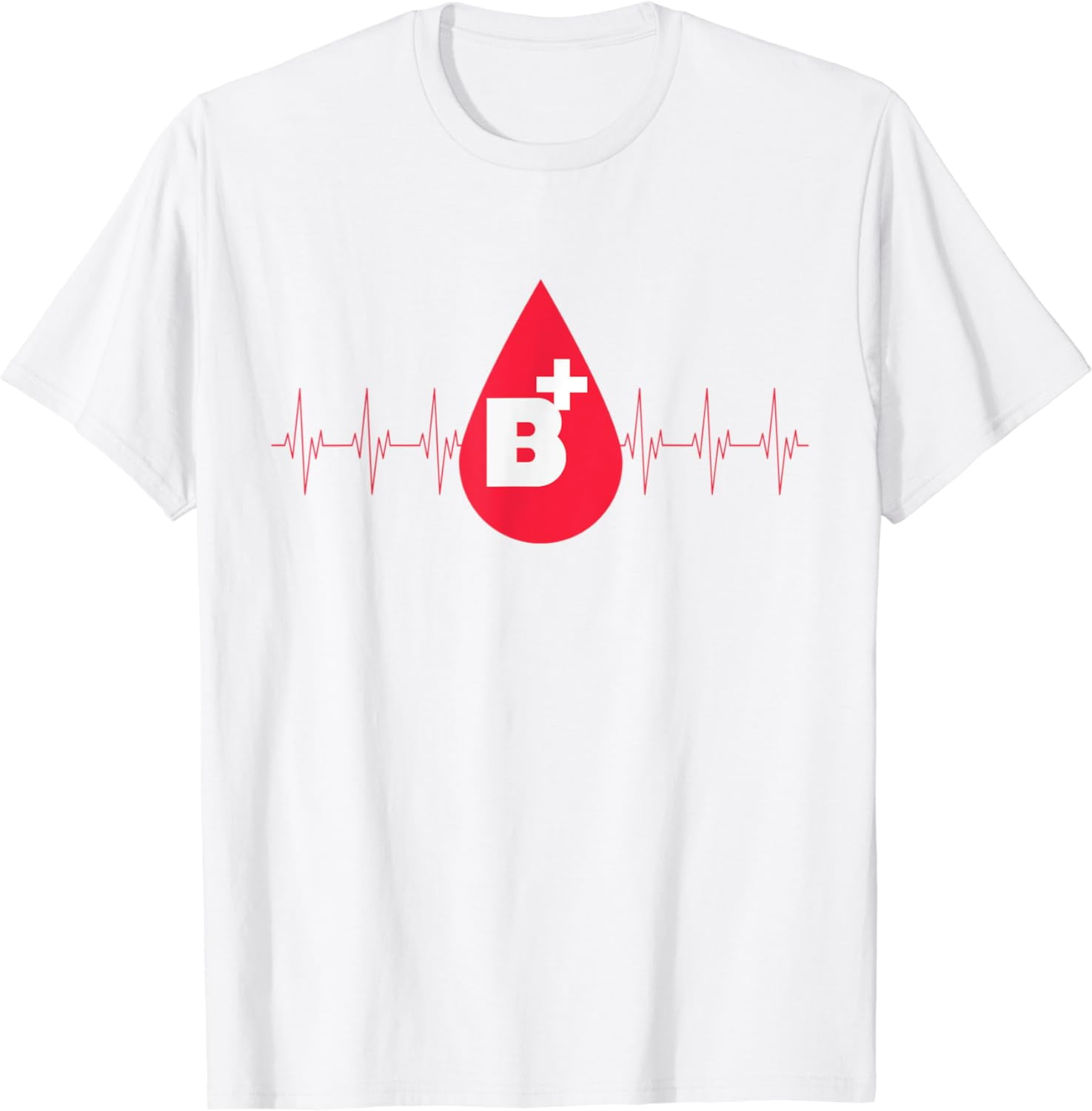 B Positive Blood Type Heartbeat Art B+ World Blood Donor Day T-Shirt ...