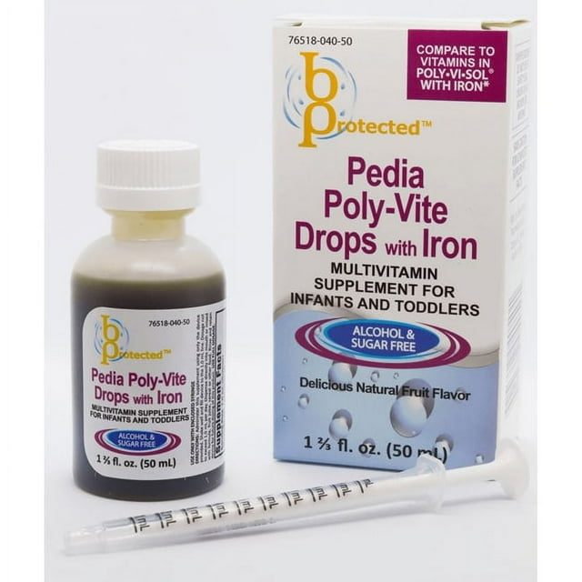 B Protected Pedia Poly-Vite Drops with Iron 1 2/3 fl oz Liq - Walmart.com