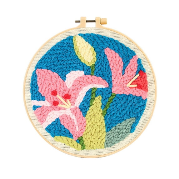 B Punch Needle Embroidery Diy Kit With 20Cm Hoop, Linen Material And ...