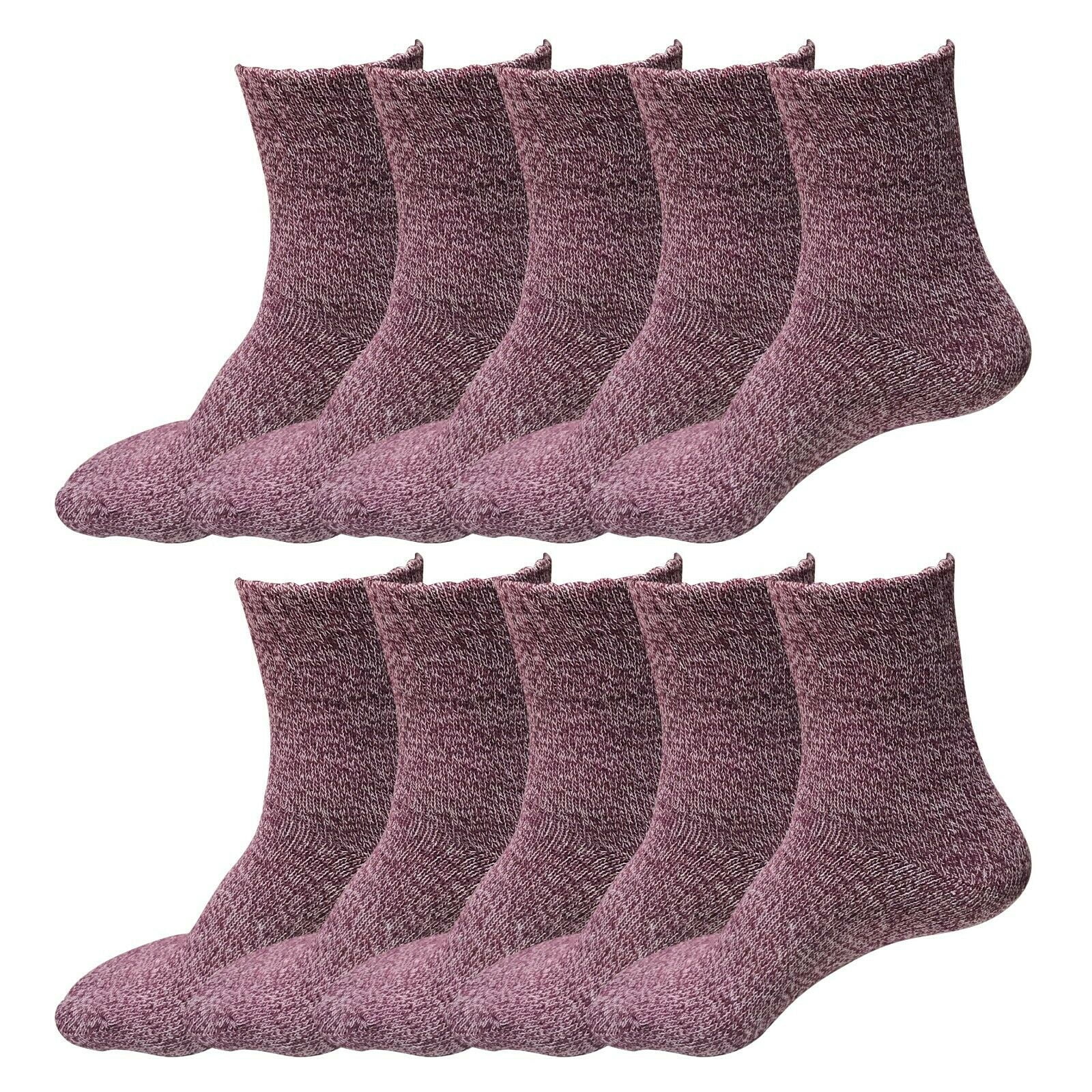 B&Q 10 Pairs Womens Winter Casual Wool Blend Thick Knit Thermal Warm ...