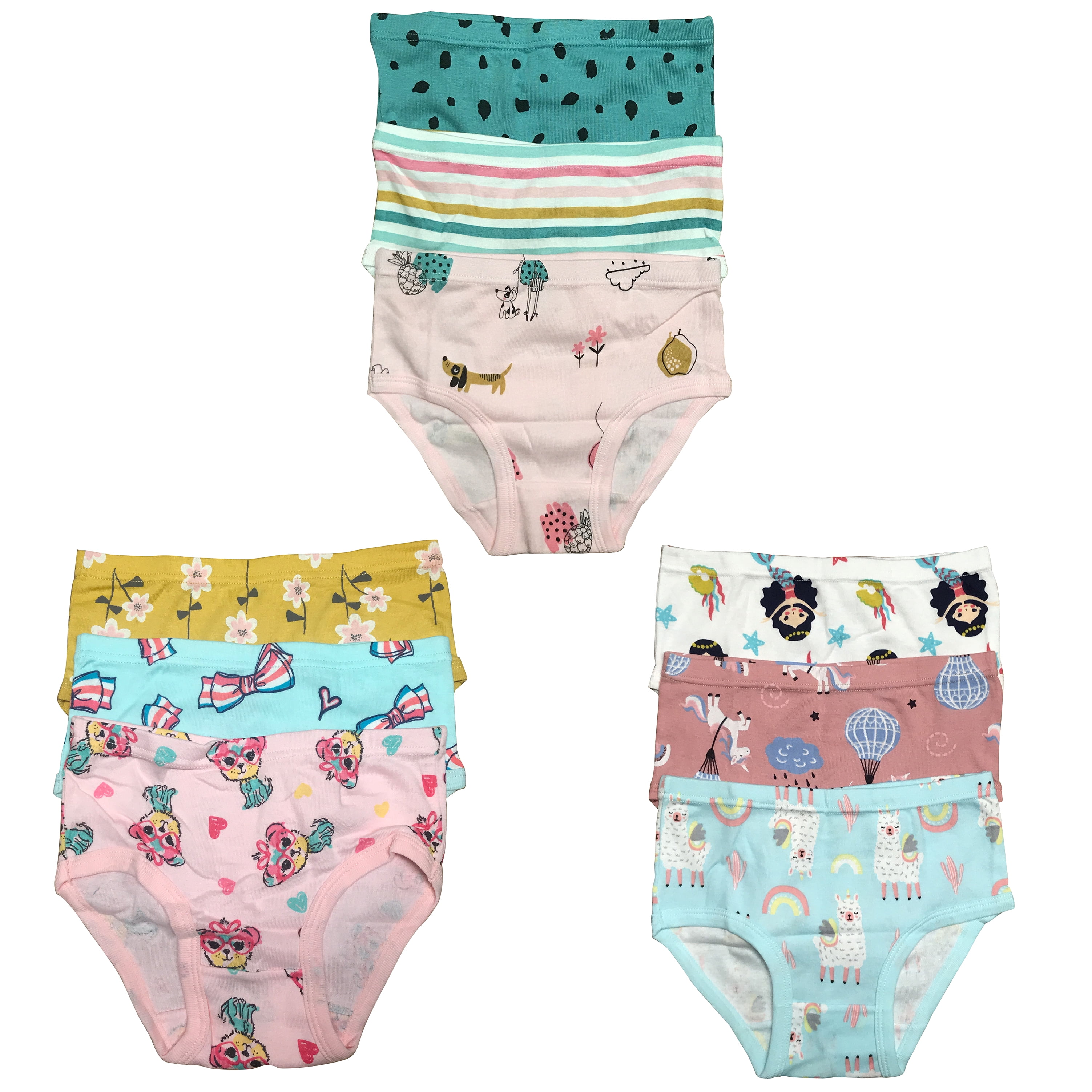B&Q 9-Pack Toddler Little Girls Kids Underwear Cotton Briefs | Sizes 2T ...