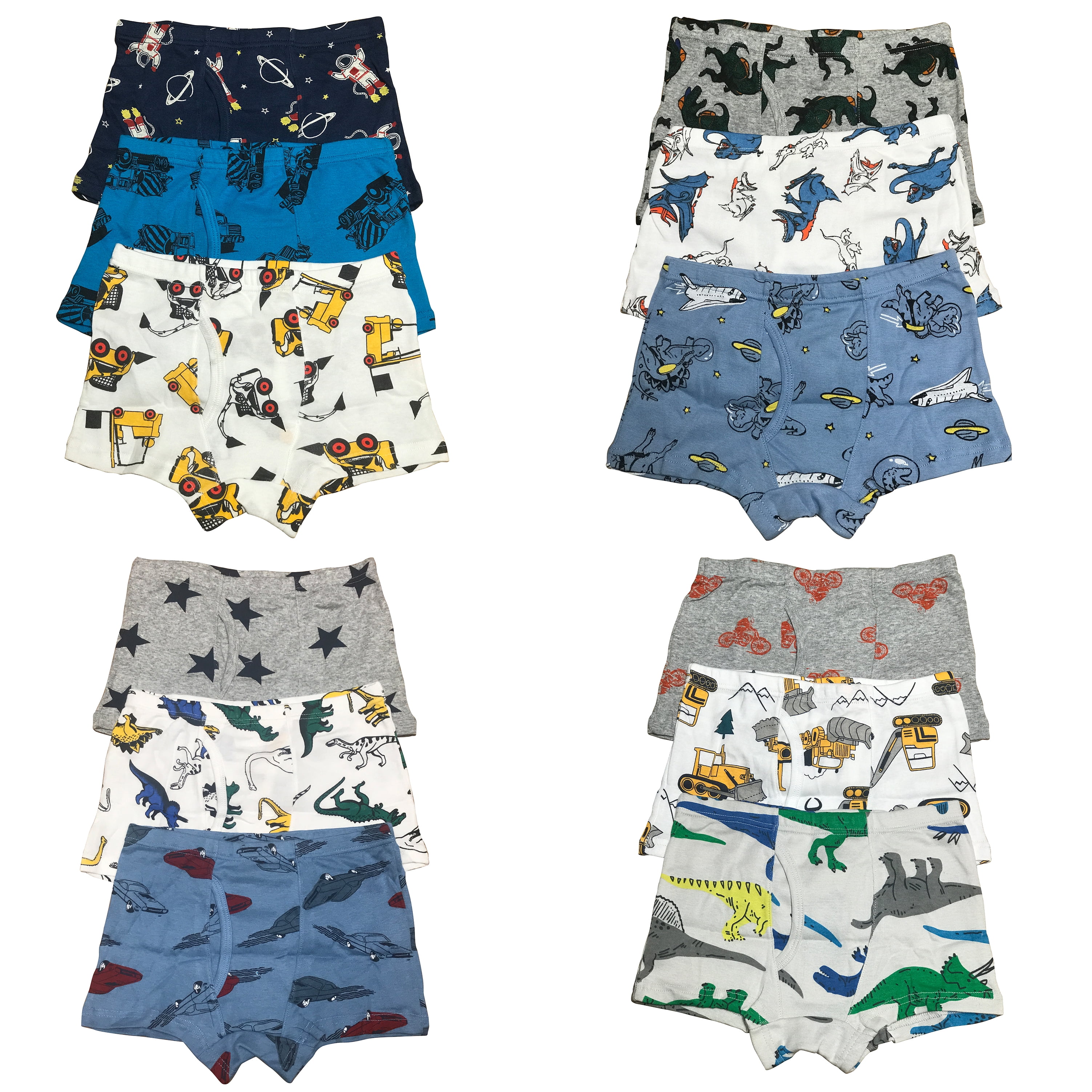 B&Q Toddler Boys 12-Pack Cotton Boxer Briefs - Sizes 4T, 5T, 6T, 7T, 8T ...