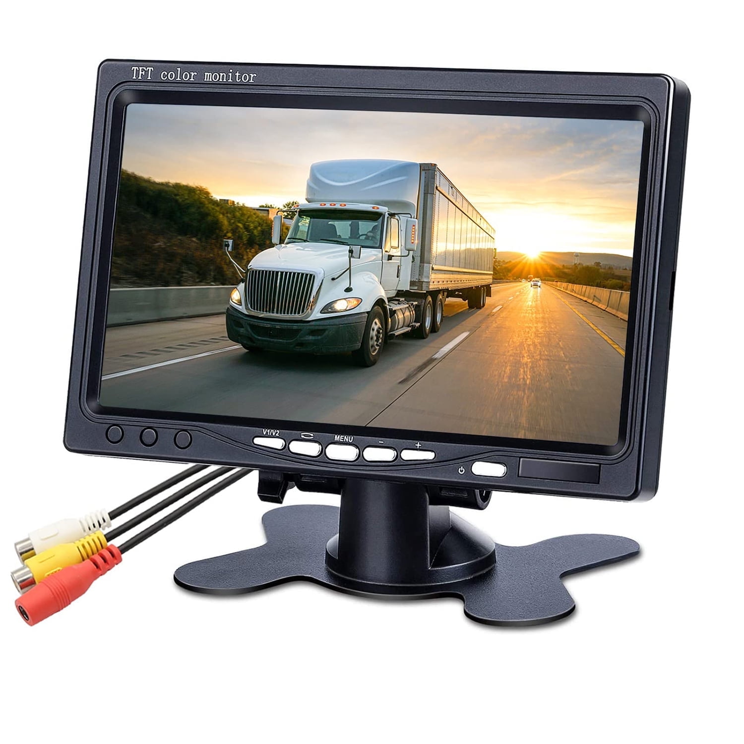 B-Qtech 7" HD 720P LCD Rear View Monitor, 12-24V Dual AV Inputs for ...