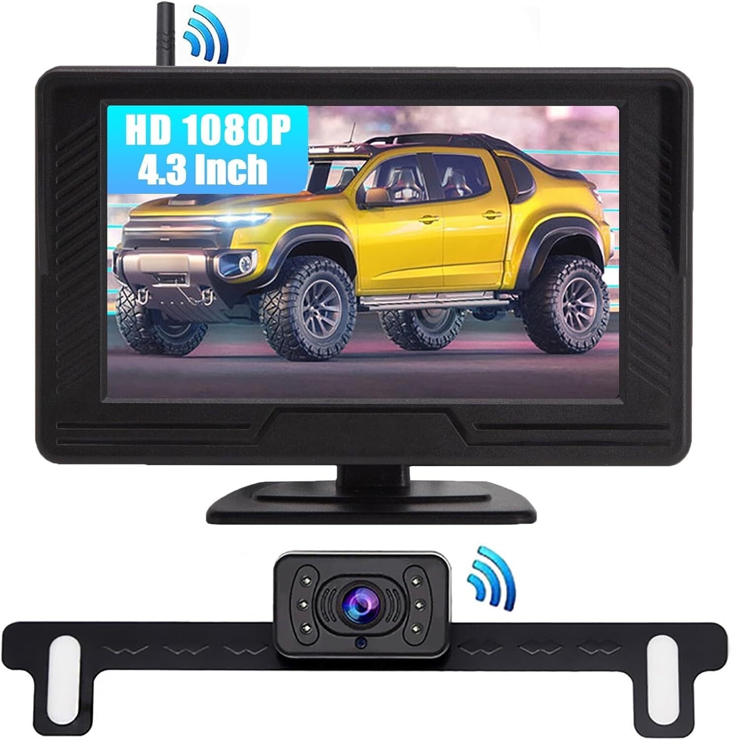 ‌B-Qtech 4.3" HD 1080P Wireless Backup Camera for Trucks/RVs/Pickups ...