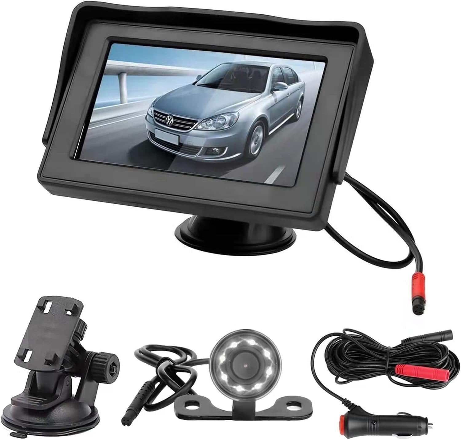 B-Qtech Mini Backup Camera with Monitor Kit, 4.3" LCD Display Support ...