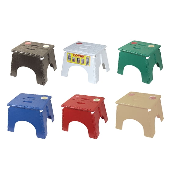 B&R Plastics 101-6FA E-Z Foldz Folding Step Stool - 9" Assorted Fashion ...
