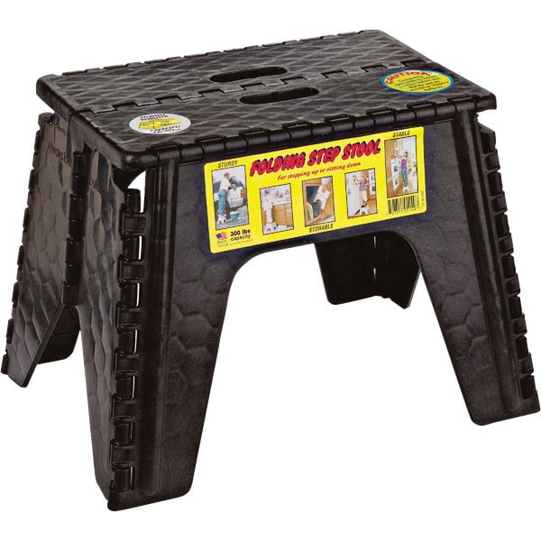 B&R Plastics 103-6BK E-Z Foldz Folding Step Stool - 12", Black ...