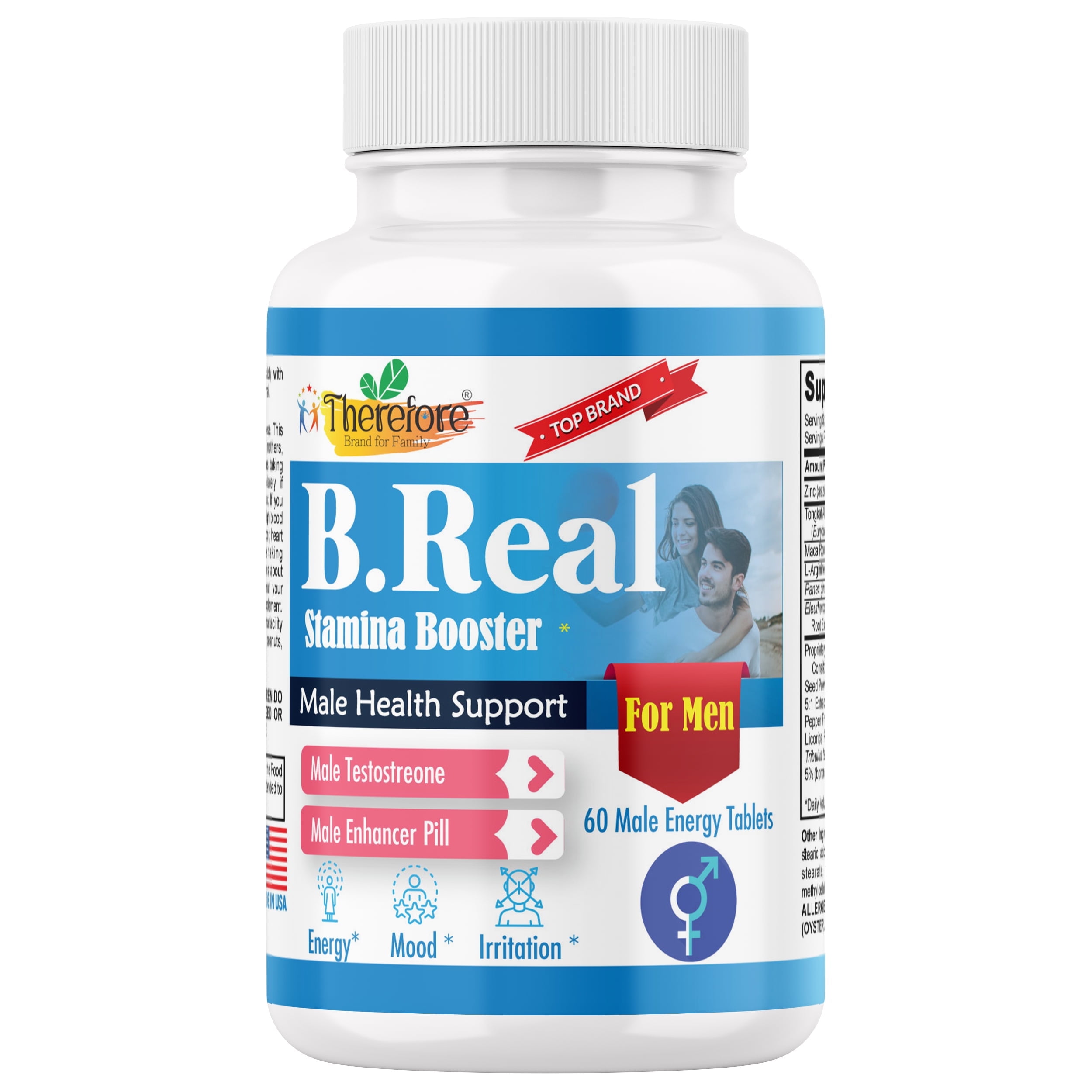 B Real Testosterone Booster Pills – Men's Health Dietary Supplement ...