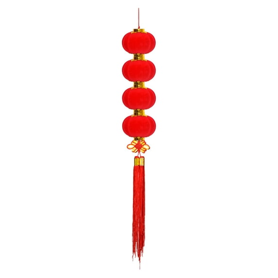 B Red Flocking Lantern Hanging Decorations Chinese Spring Festival ...