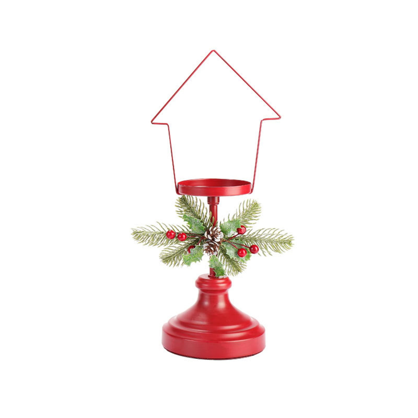 B Red Iron Christmas Candlestick With Vintage Finish Berry Accents And ...