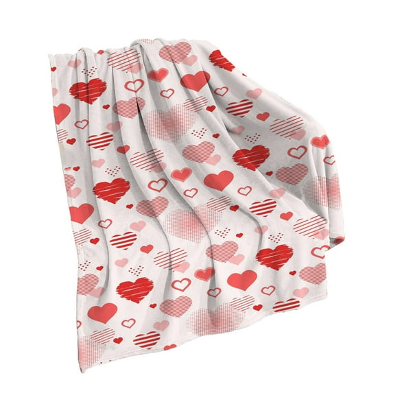B Red Valentine Day Flannel Blanket Digital Printed Soft Throw For Sofa ...