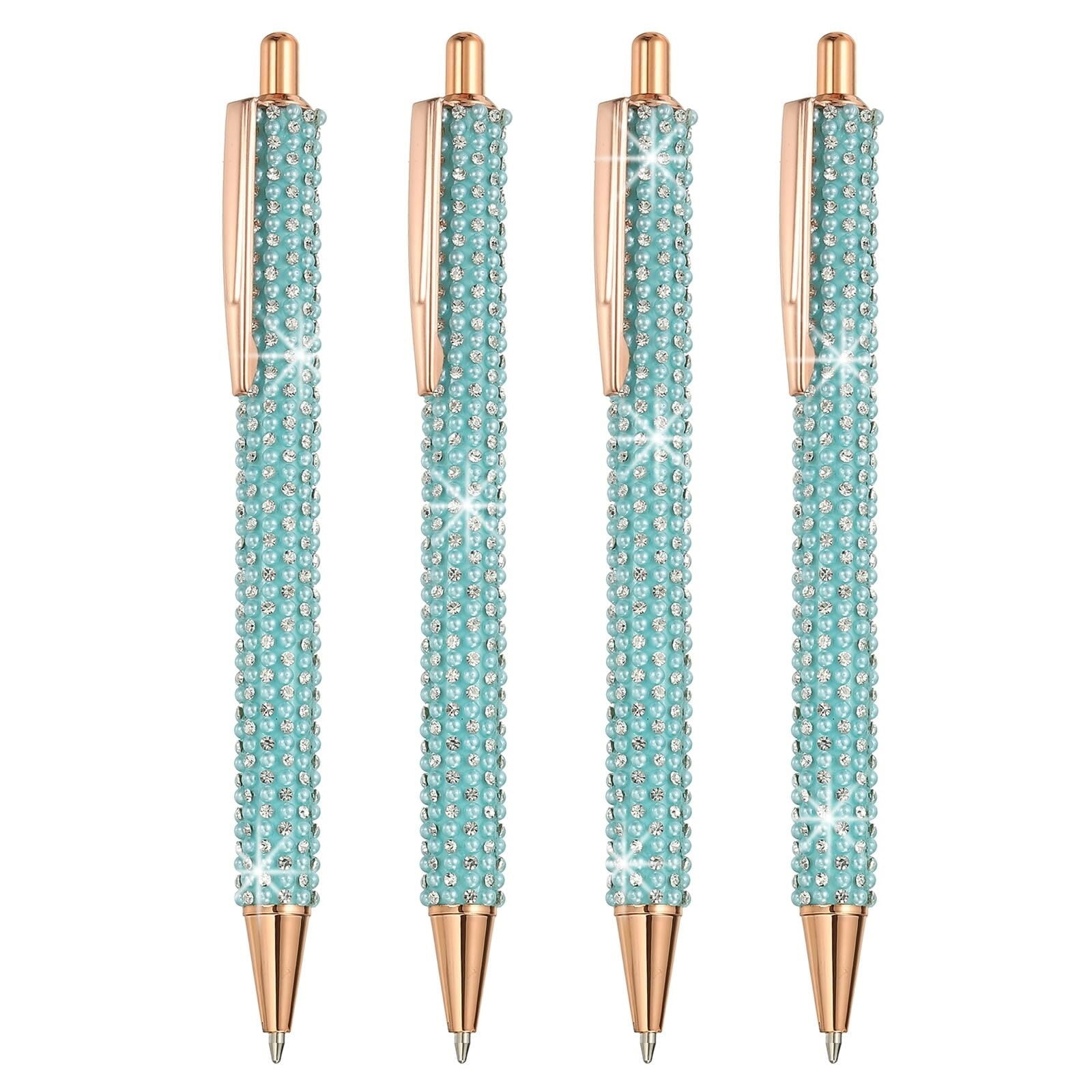 B Rhinestone Metal Ballpoint Pen, 4 Pack Crystal Pearl Pens Black Ink 1 ...