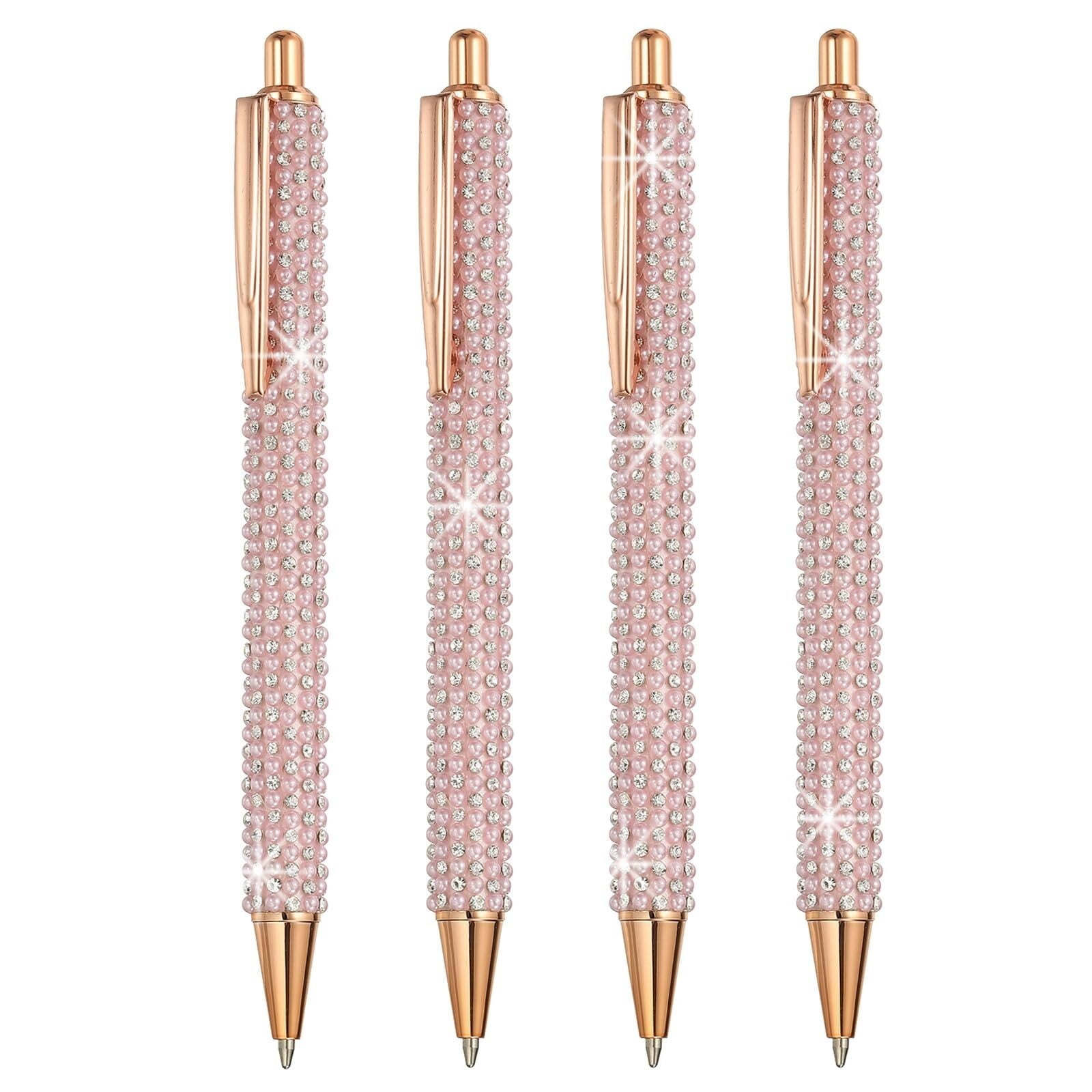 B Rhinestone Metal Ballpoint Pen, 4 Pack Crystal Pearl Pens Black Ink 1 ...