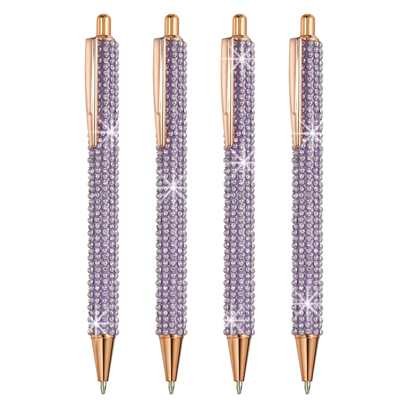 B Rhinestone Metal Ballpoint Pen, 4 Pack Crystal Pearl Pens Black Ink 1 ...