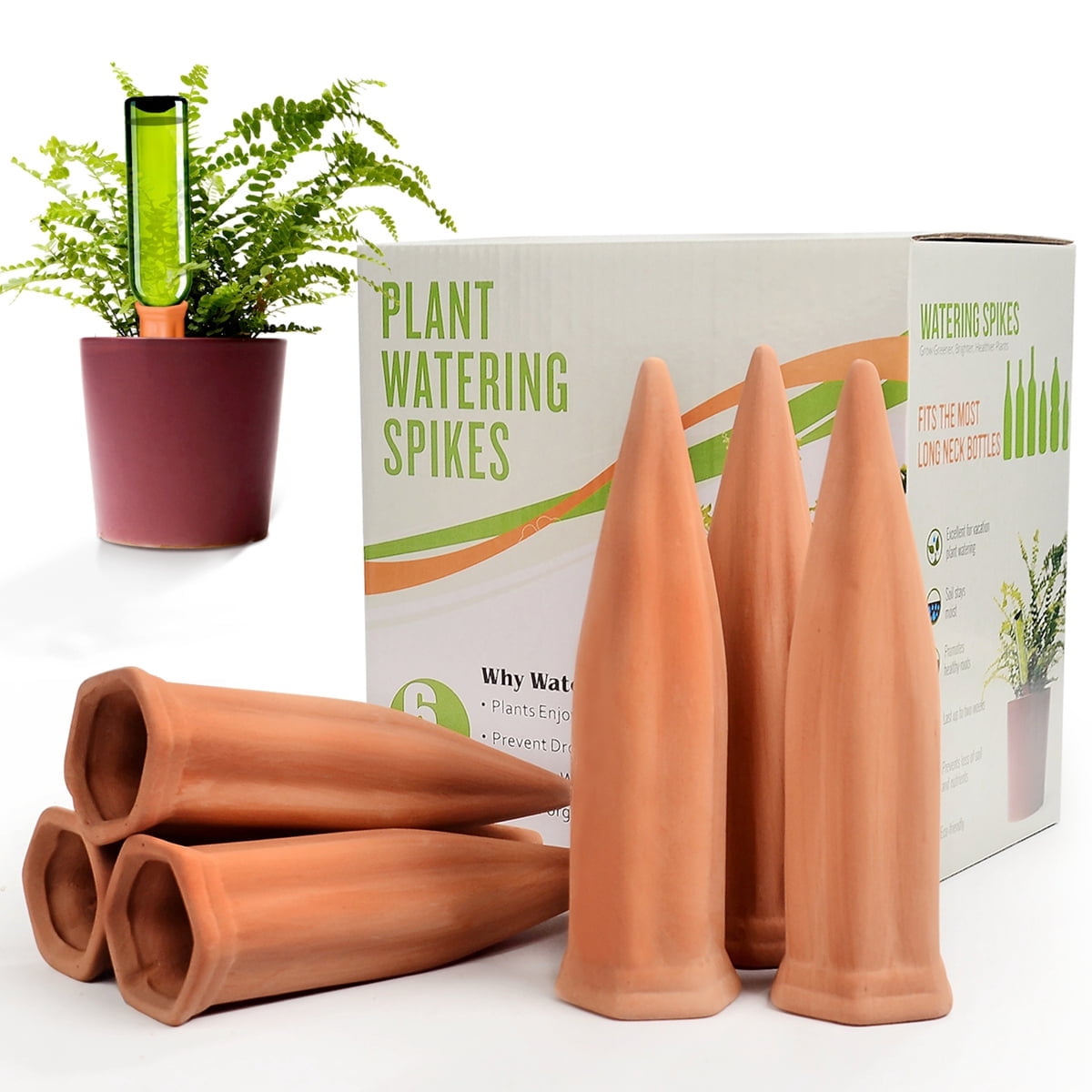 B SEPOR Ceramic Plant Waterer Set, Terracotta Self Watering Spikes, 6 ...