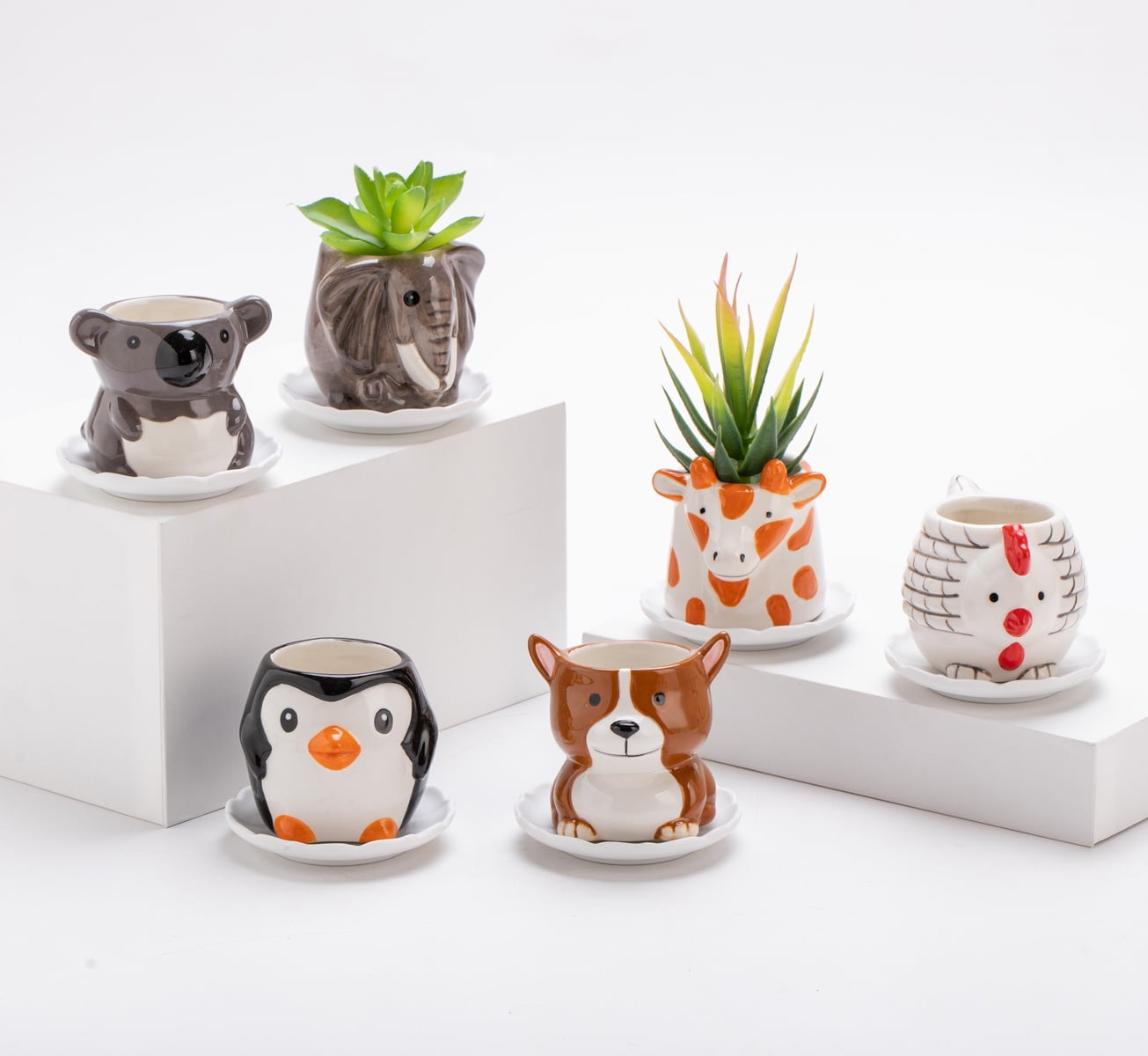 B SEPOR Eco-Friendly Ceramic Animal Succulent Planters, Small Pots with ...