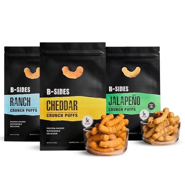 B-SIDES Crunch Puff Variety Pack - 10g Protein, Gluten-Free - Cheddar ...