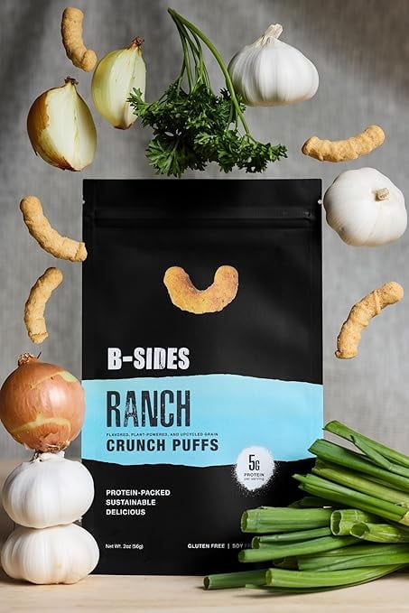 B-SIDES Ranch Crunch Puffs - 10g Protein, Gluten-Free, Upcycled Snack ...