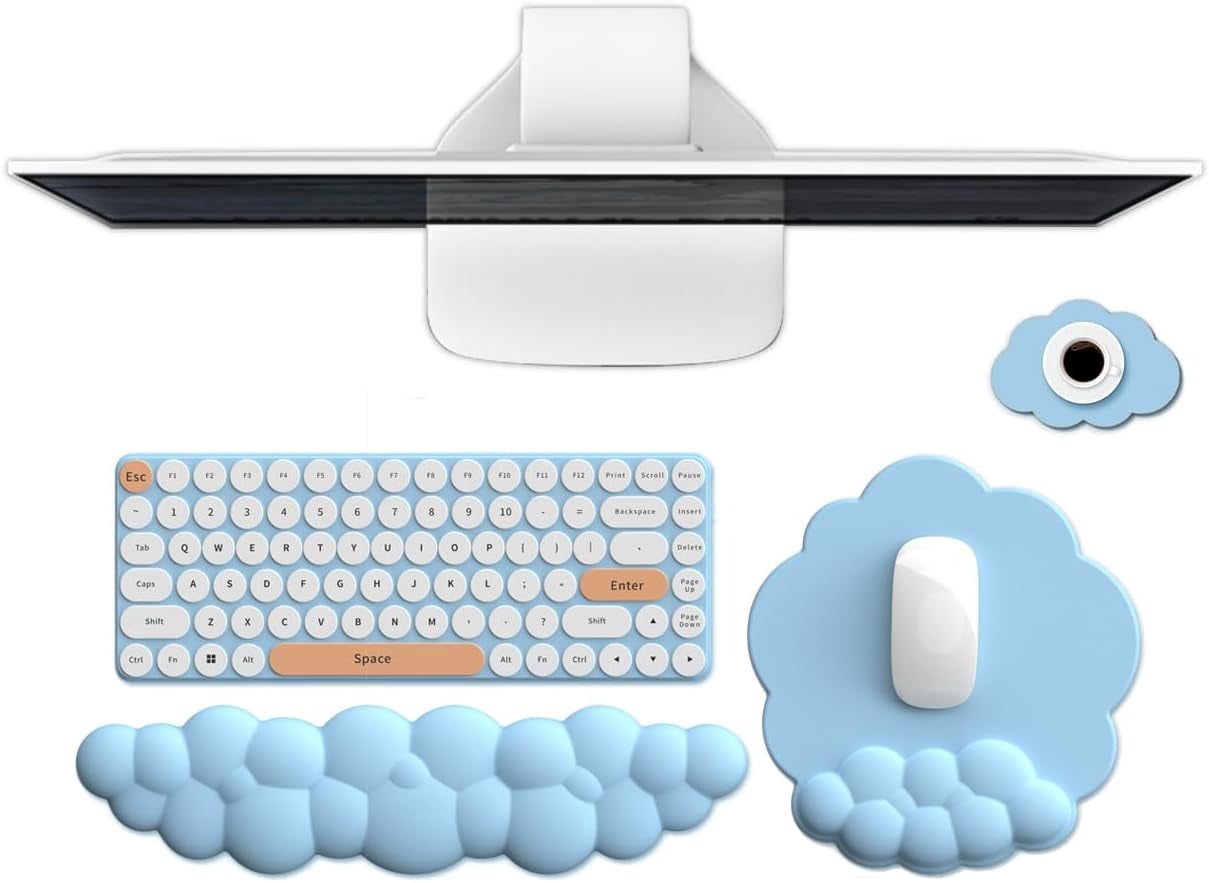 B-SS Cloud Keyboard Wrist Rest and Mouse Pad Set - Ergonomic Memory ...