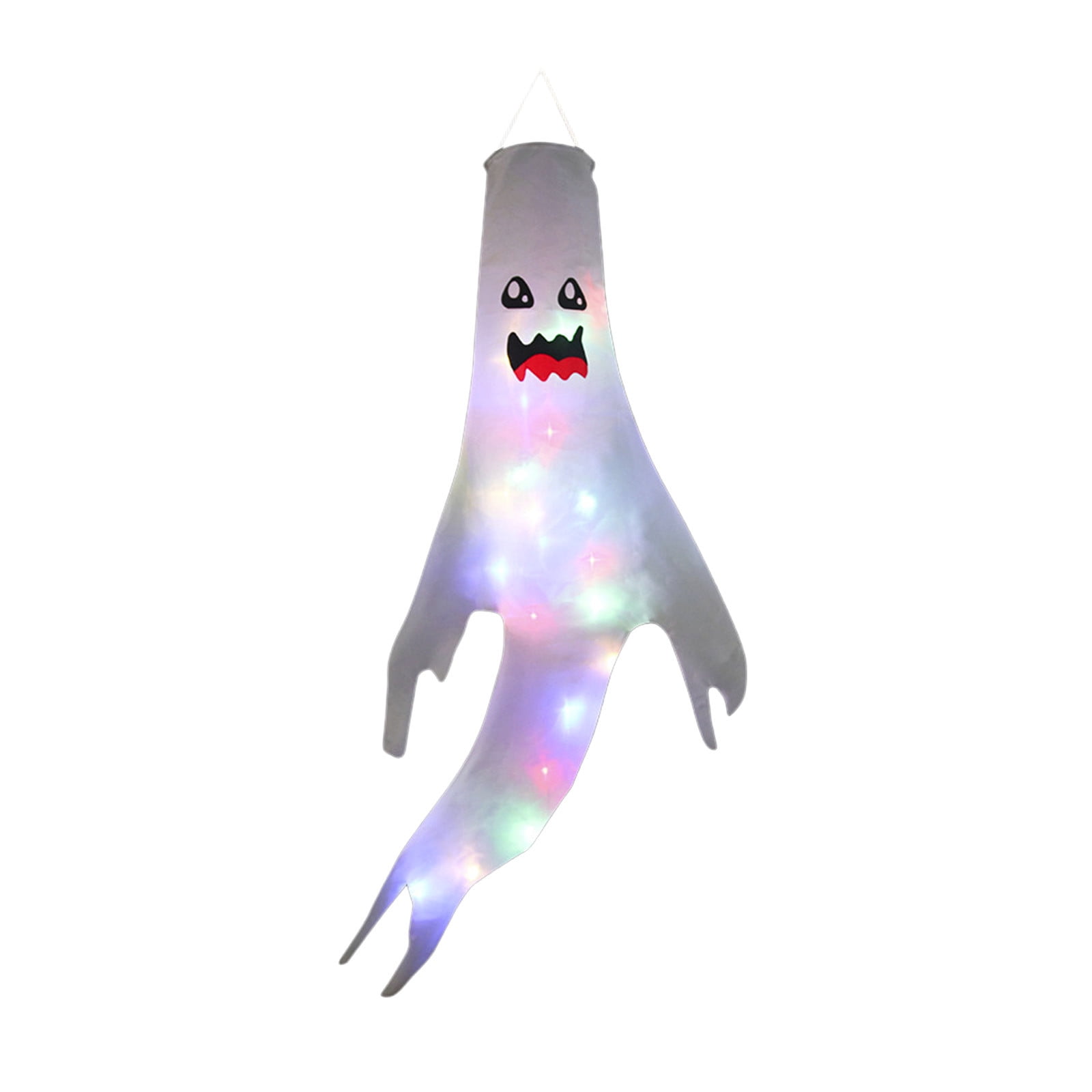 B Sad Face Halloween Ghost Windsock With Led Lights For Outdoor Yard ...