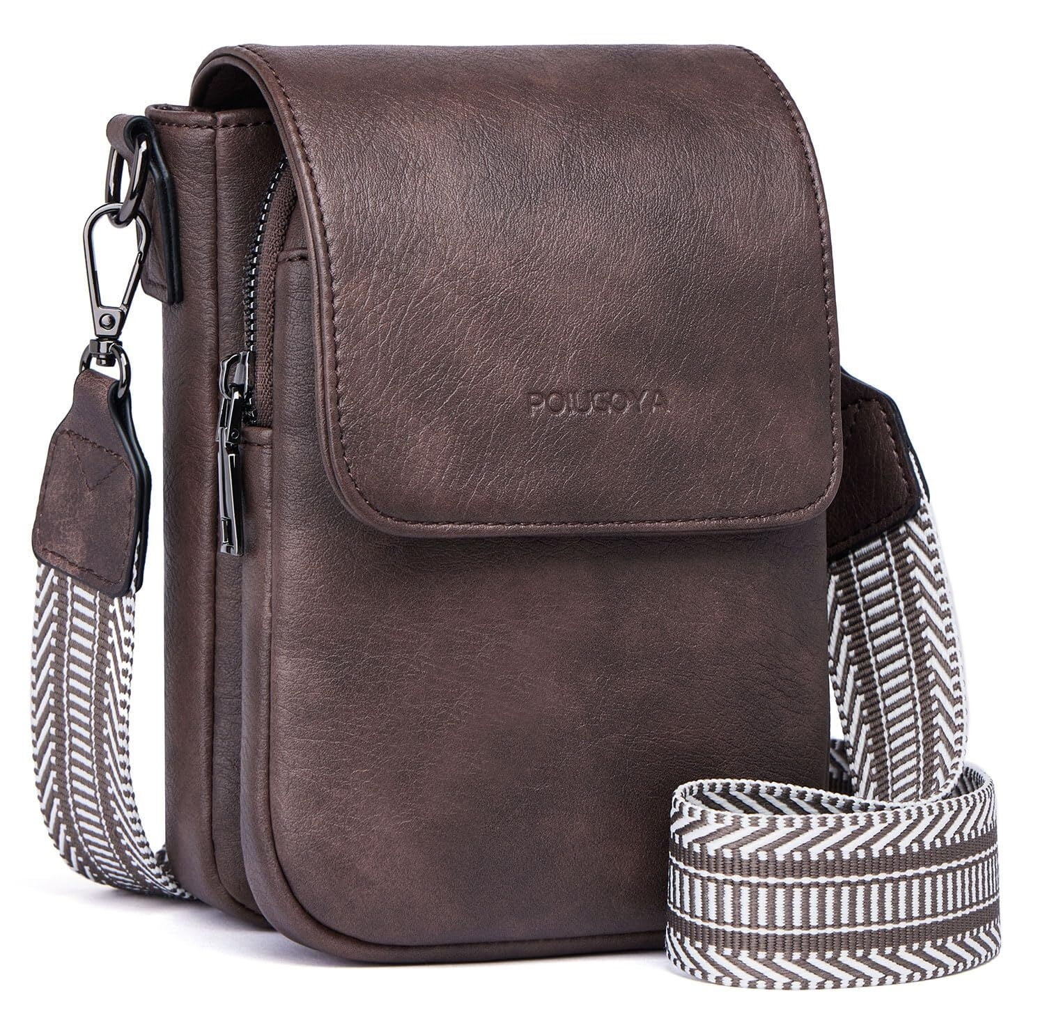 B Small Crossbody Bags for Women Trendy,Leather Triple Compartment Cell ...