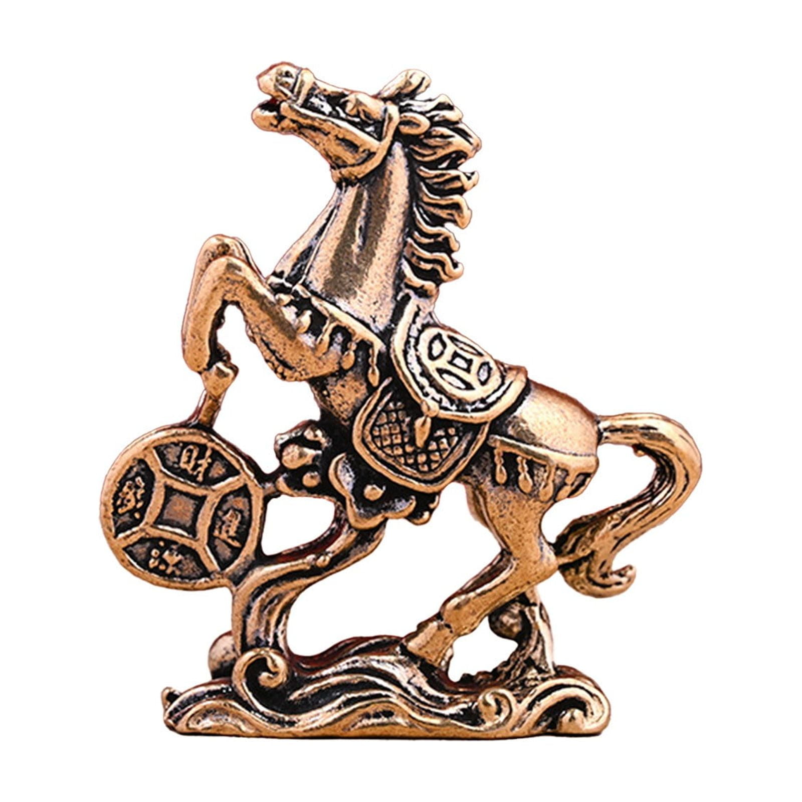 B Small Horse Statue Copper Alloy Material Hand Carved Desktop ...