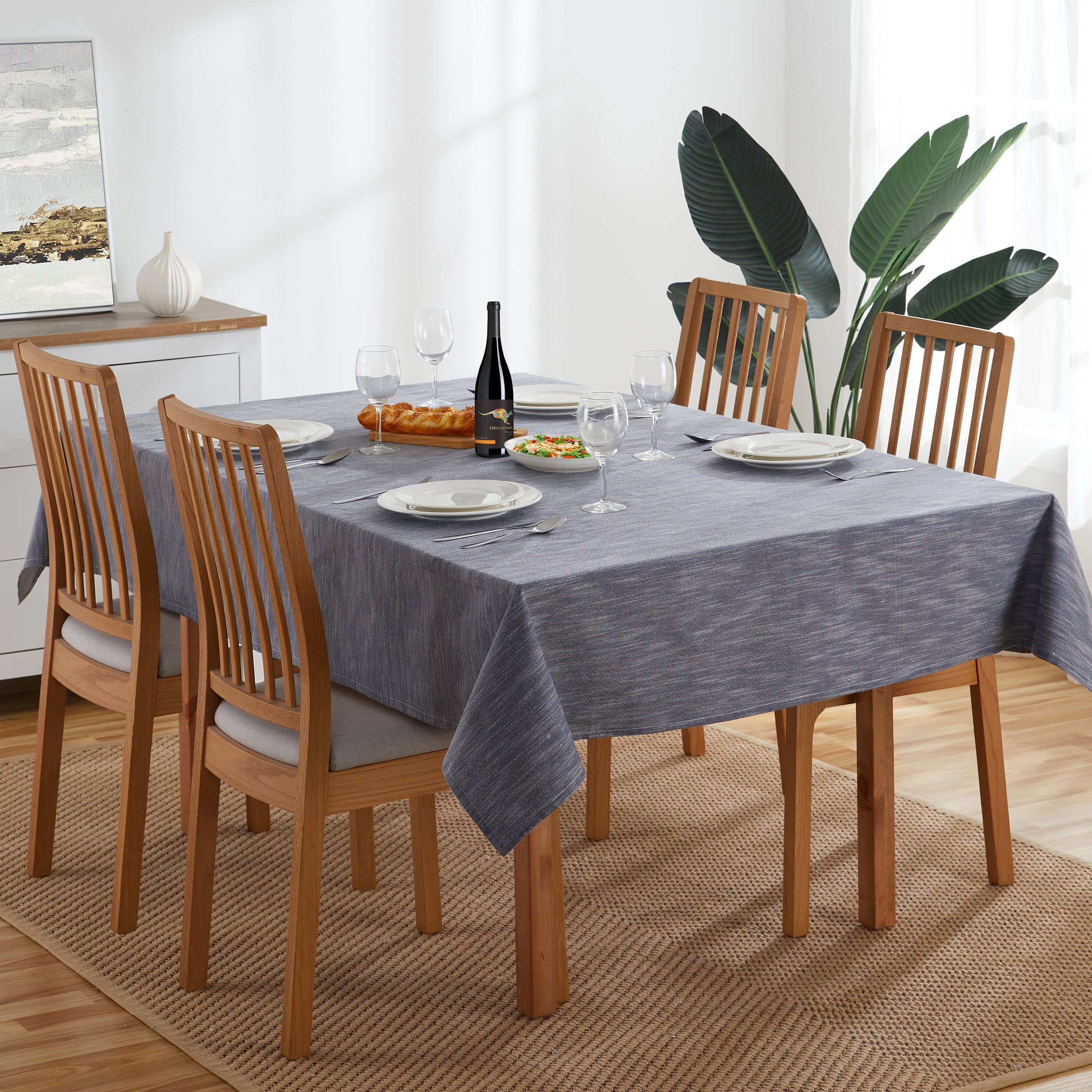 B. Smith Chambray Fabric Tablecloth, Navy (60 x 104 inch) - Walmart.com
