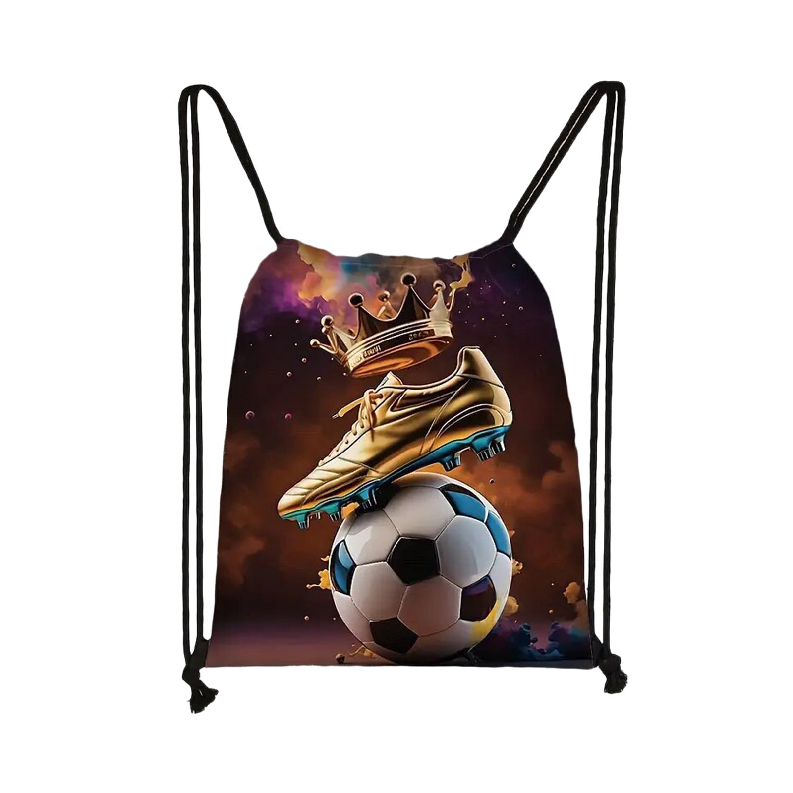 B Soccer Print Drawstring Pouch Sports Storage Bag Oxford Cloth ...