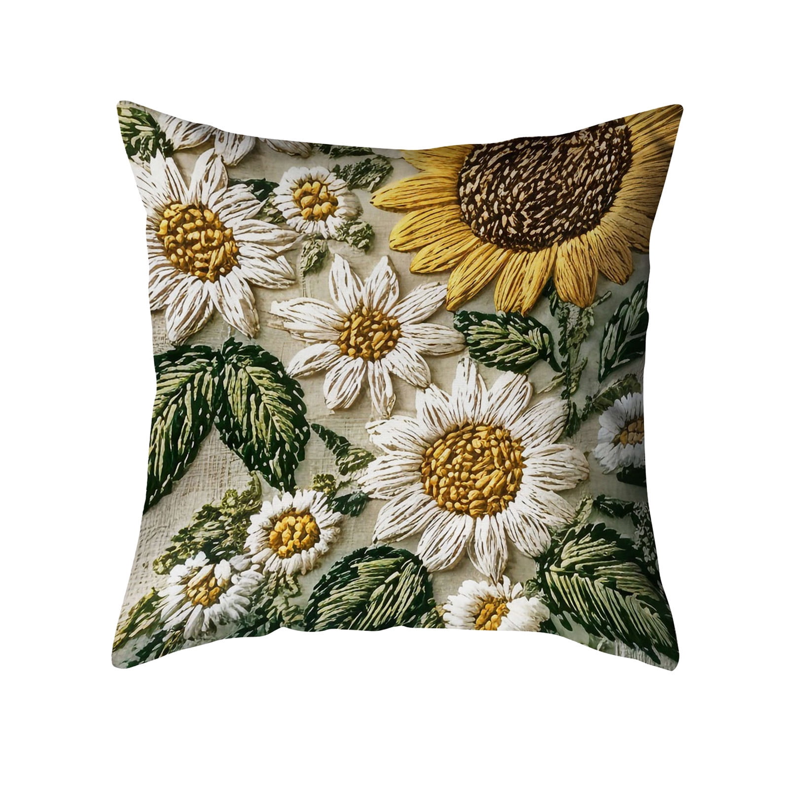B Sunflower Patterned Pillow Cover For Indoor And Outdoor Use With ...
