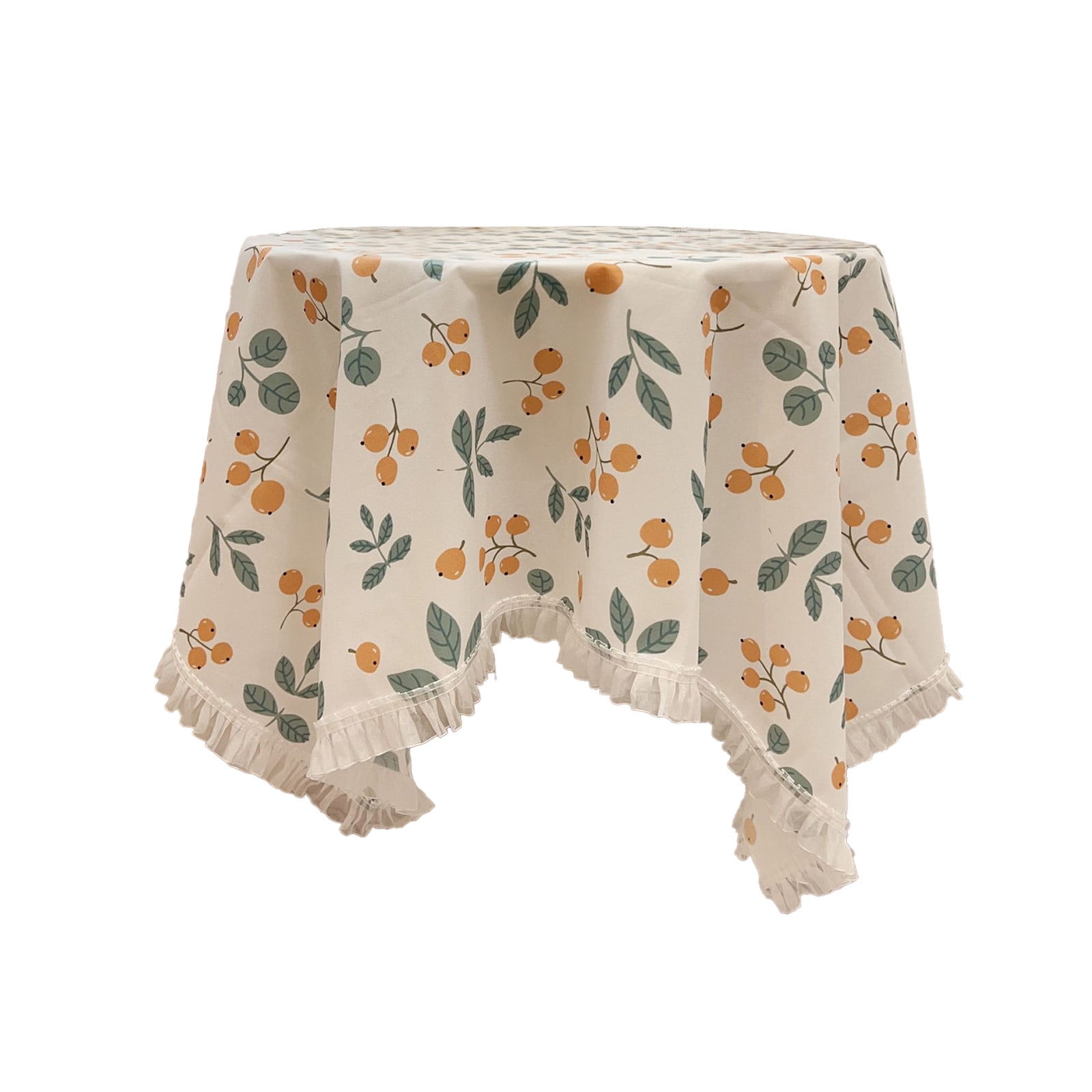 B Tassel Lace Round Tablecloth 35 Inch Fruit Floral Print Decorative ...