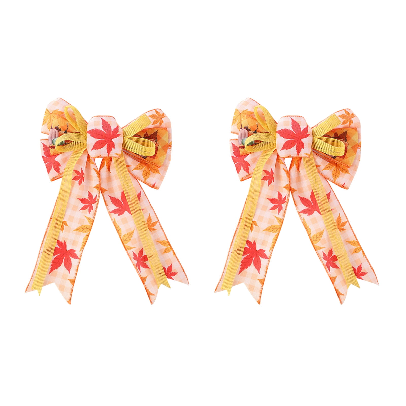 B Thanksgiving Pumpkin Maple Ribbon Bow Handmade Diy Autumn Harvest ...