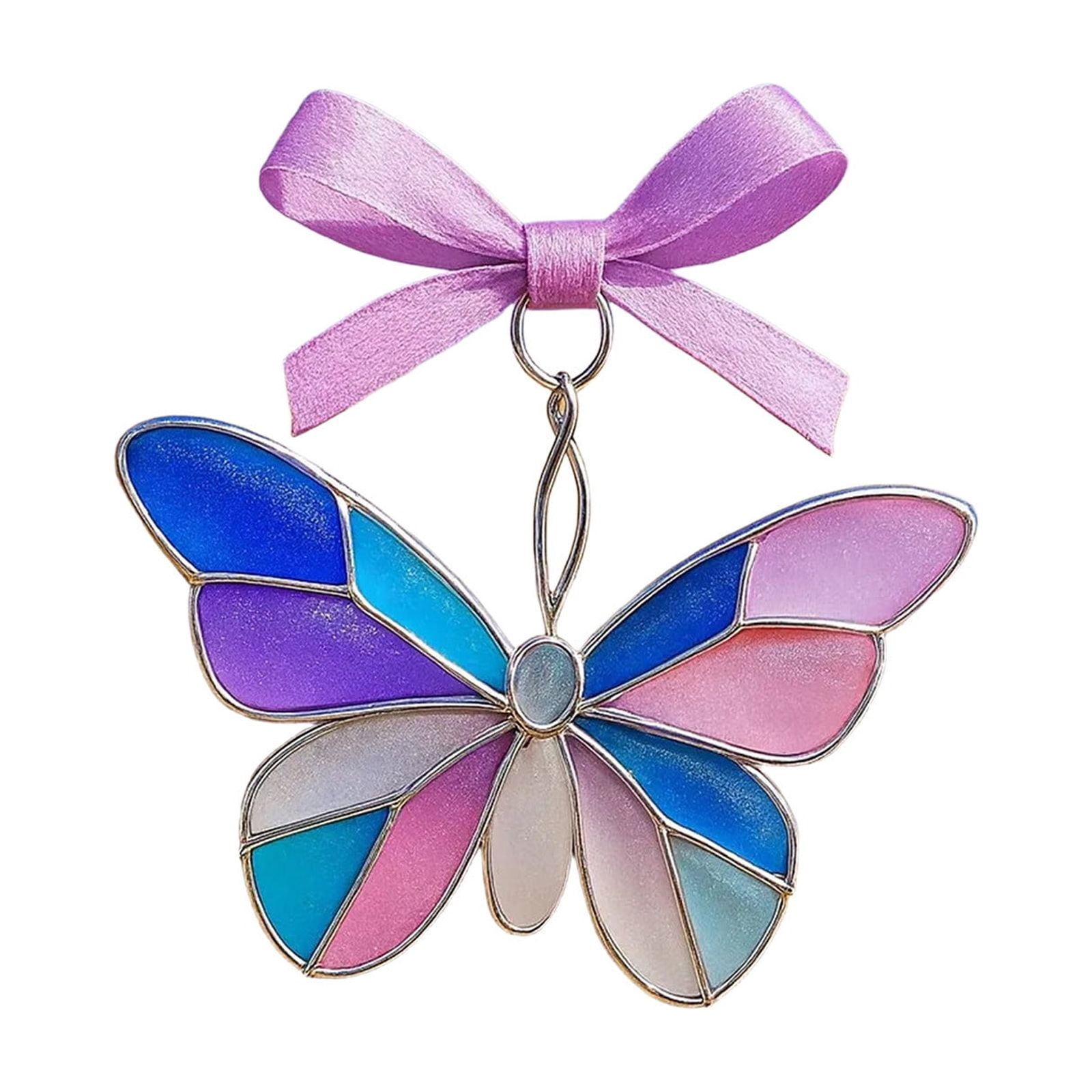 B Twisted Wire Holiday Pendant With Bow Ribbon And Sea Glass Decoration ...