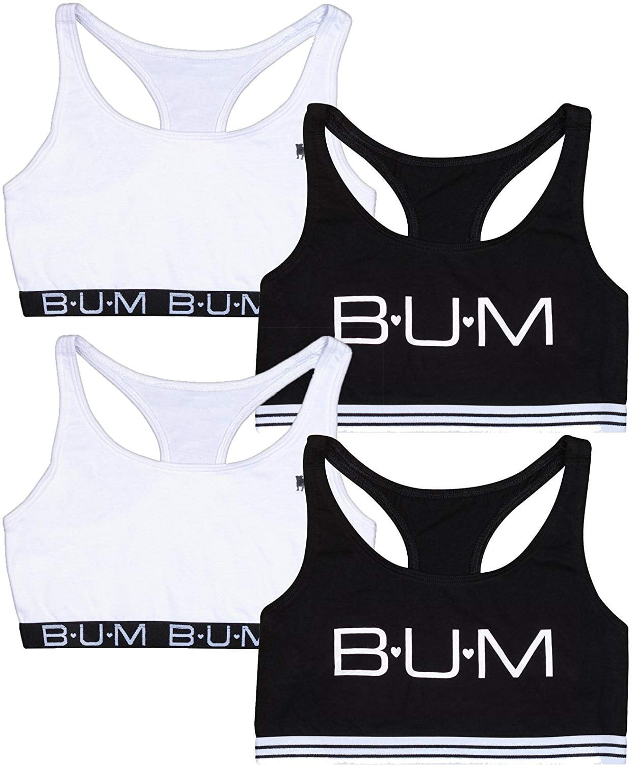 'B.U.M. Equipment Girls Racerback Sports Bra with Bum Logo on Front, 4 ...