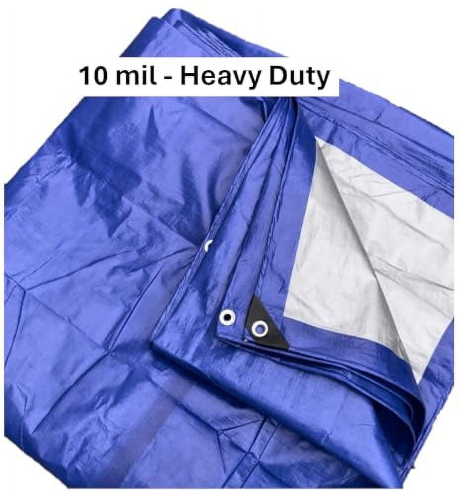B-USA 10 mil. Heavy Duty Tarp -10x30 feet, Blue/Silver Multi Purpose ...