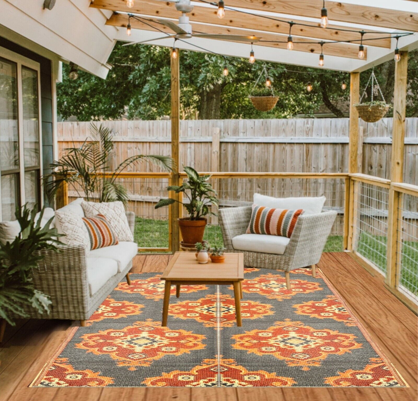 B-USA 6x9’ Outdoor Plastic Straw Patio Rugs Reversible Mats rv picnic ...