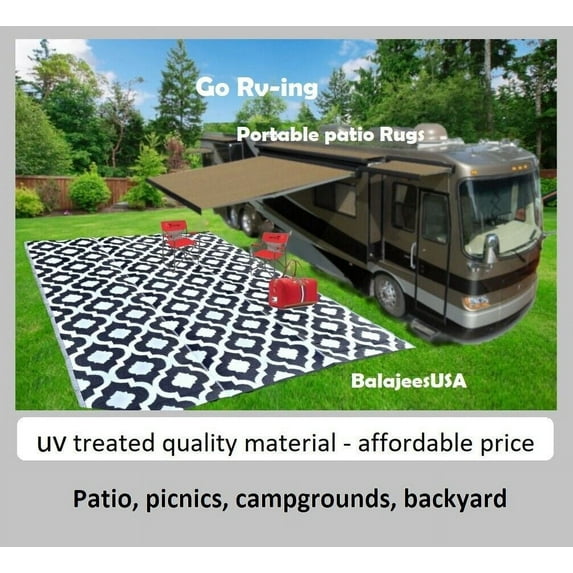 B-USA Large Plastic Outdoor Rugs - 9x12, Reversible mat, Camper Patio ...