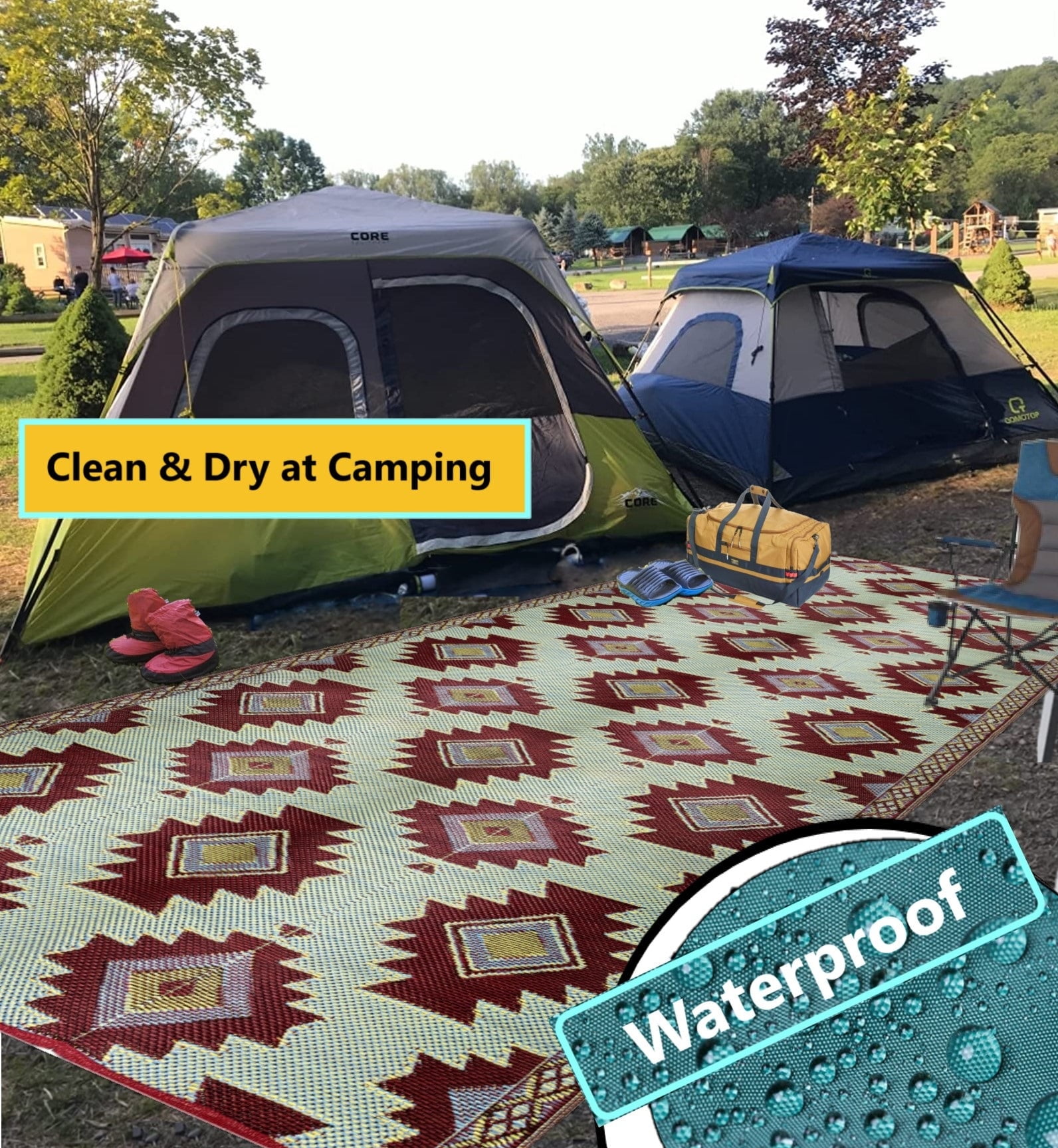 B-USA 9'x12' Outdoor Reversible Plastic Straw Rug - Waterproof RV ...