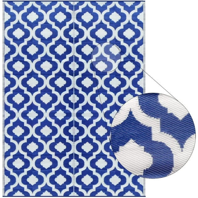 B-USA Large Outdoor Patio Rug, 5x7 ft, Reversible, Waterproof, Camping ...