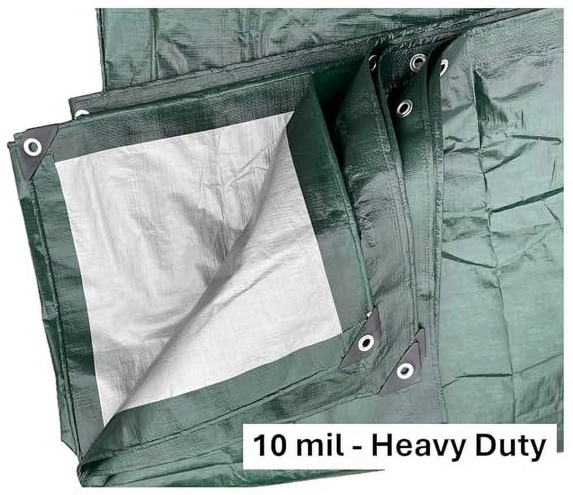 B-USA Tarp Cover-10x20 feet, Dark Green 10 mil. Multipurpose Protective ...