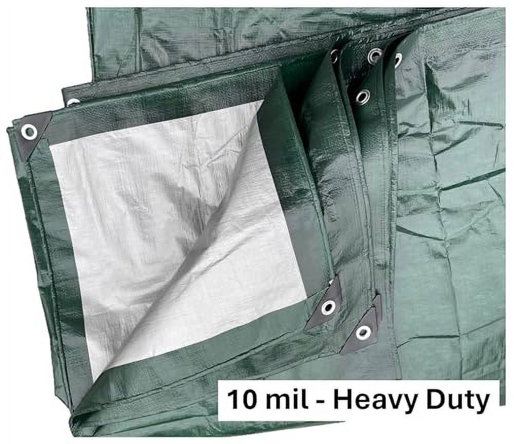 B-USA Tarp Cover-10x30 ft Long Dark Green 10 mil. Tarpaulin Canopy Tent ...